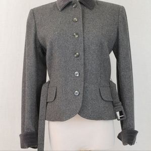 jaeger | Jackets & Coats | Vintage Jaeger Belted Gray Wool Jacket Uk 8 ...